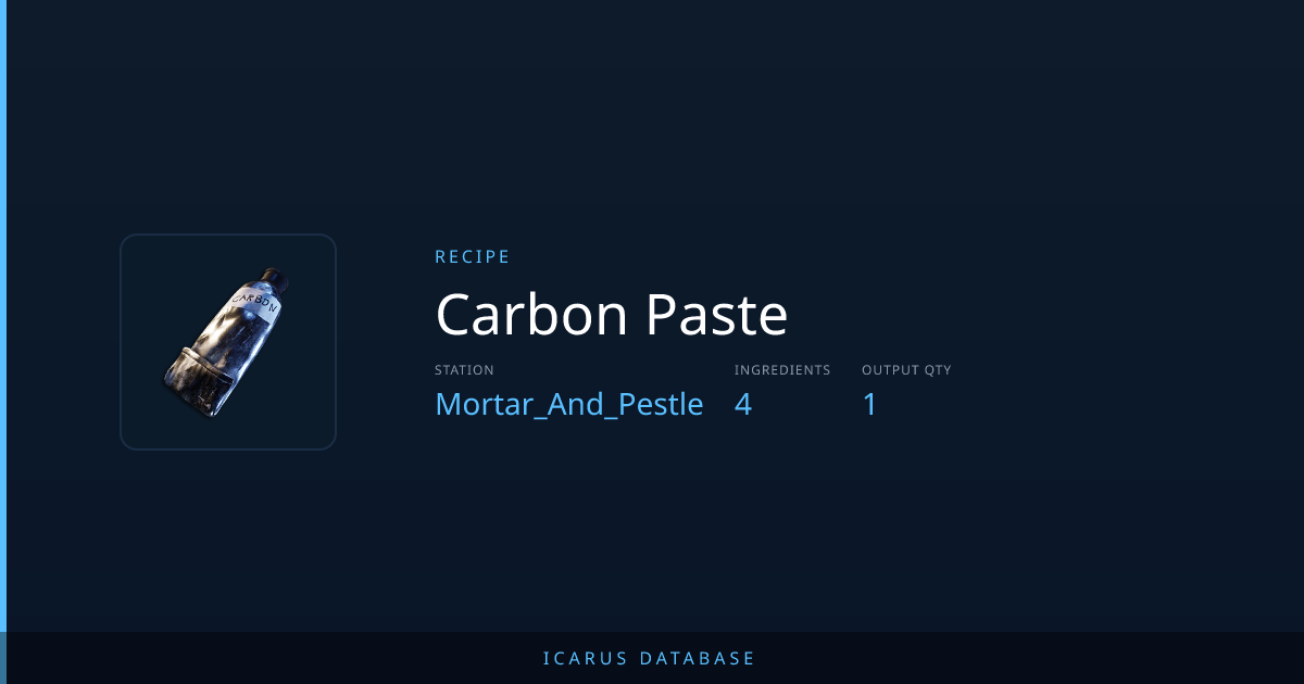 Icarus Carbon Paste Recipe | Icarus Database