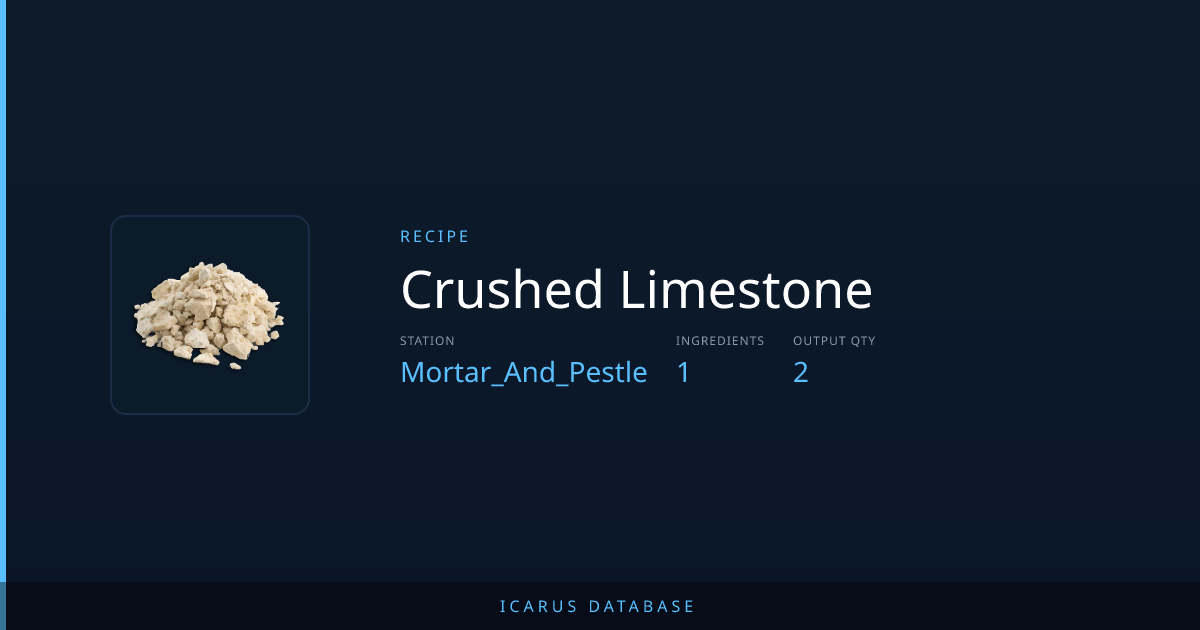 Icarus Crushed Limestone Recipe | Icarus Database