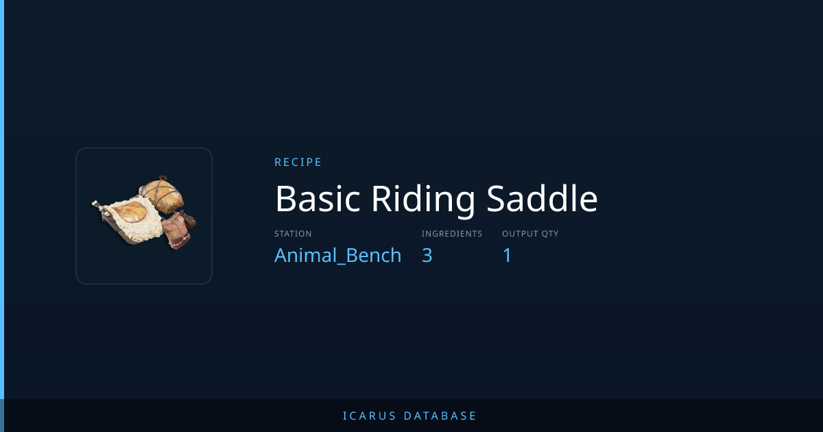 Icarus Basic Riding Saddle Recipe | Icarus Database