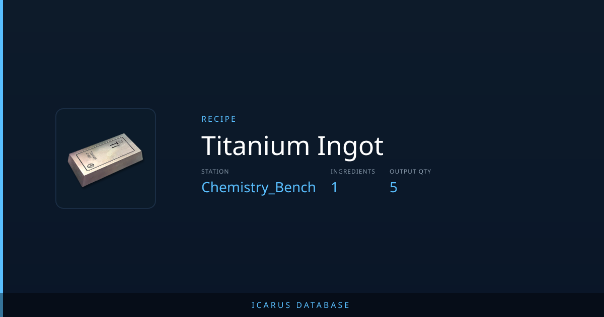 Icarus Titanium Ingot Recipe | Icarus Database