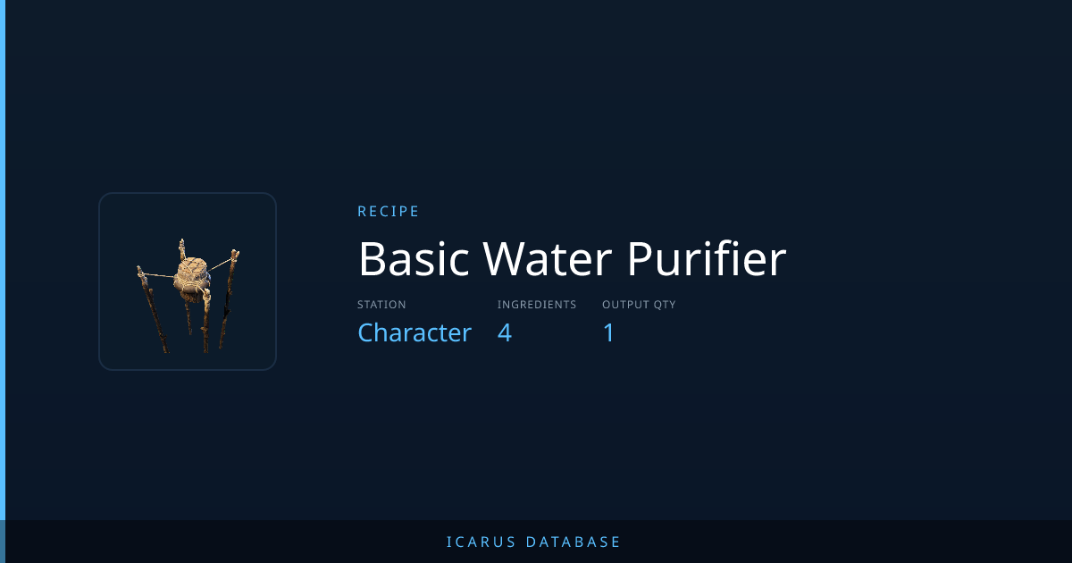 Icarus Basic Water Purifier Recipe | Icarus Database